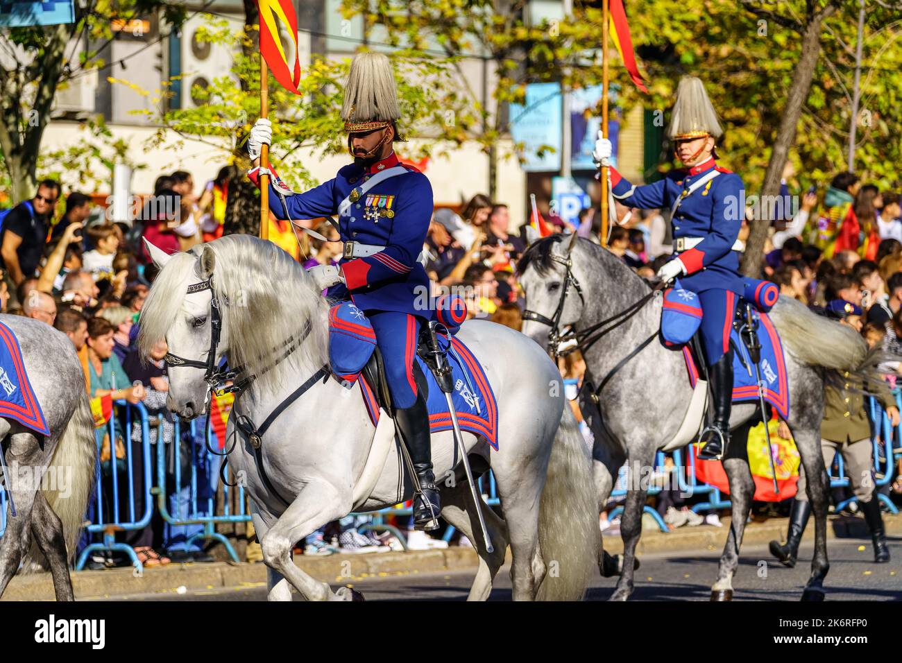 Madrid, Spain, October 12, 2022: Royal Guard soldiers parade through ...