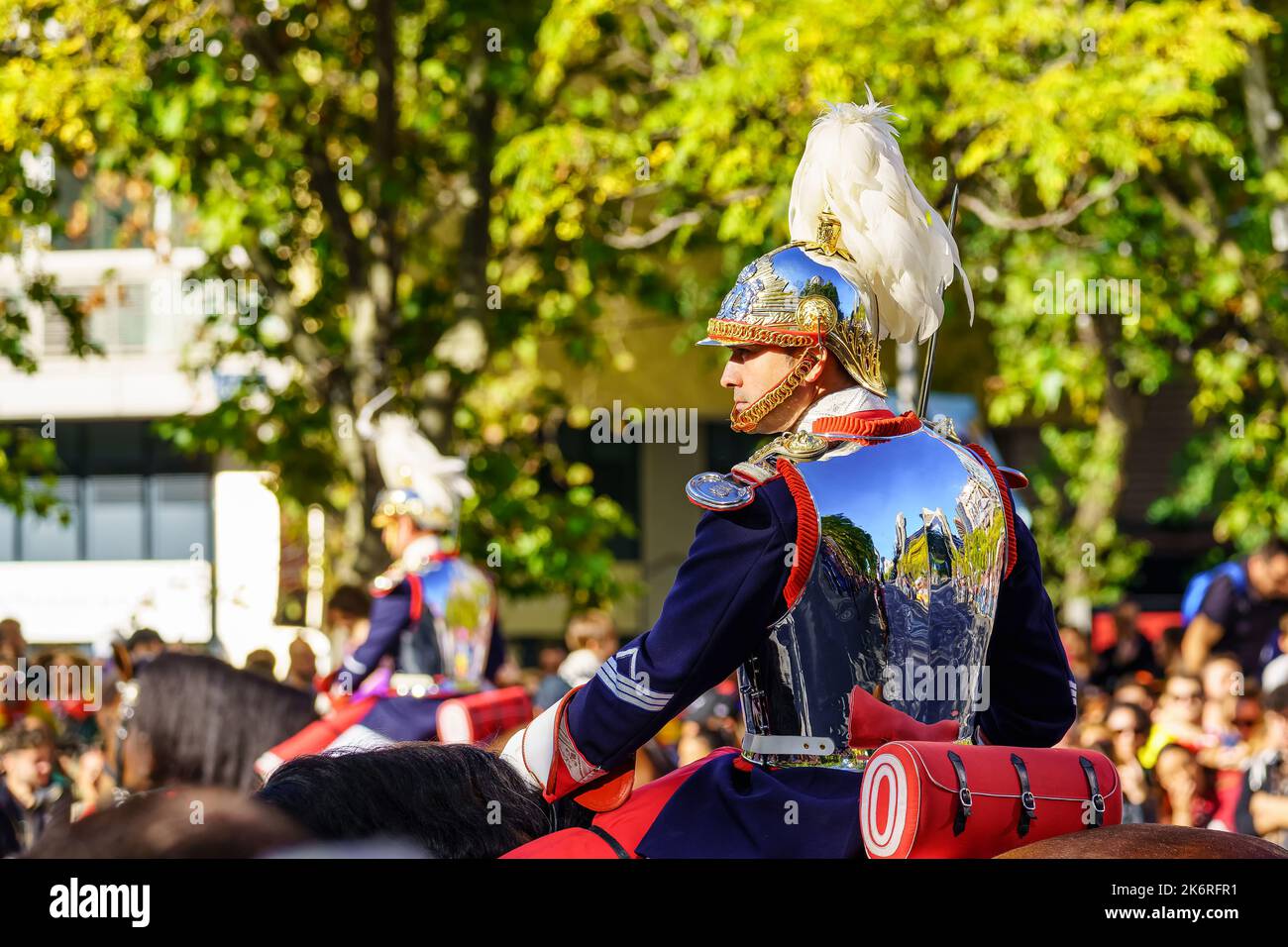 Madrid, Spain, October 12, 2022: Royal Guard soldier on horseback in ...