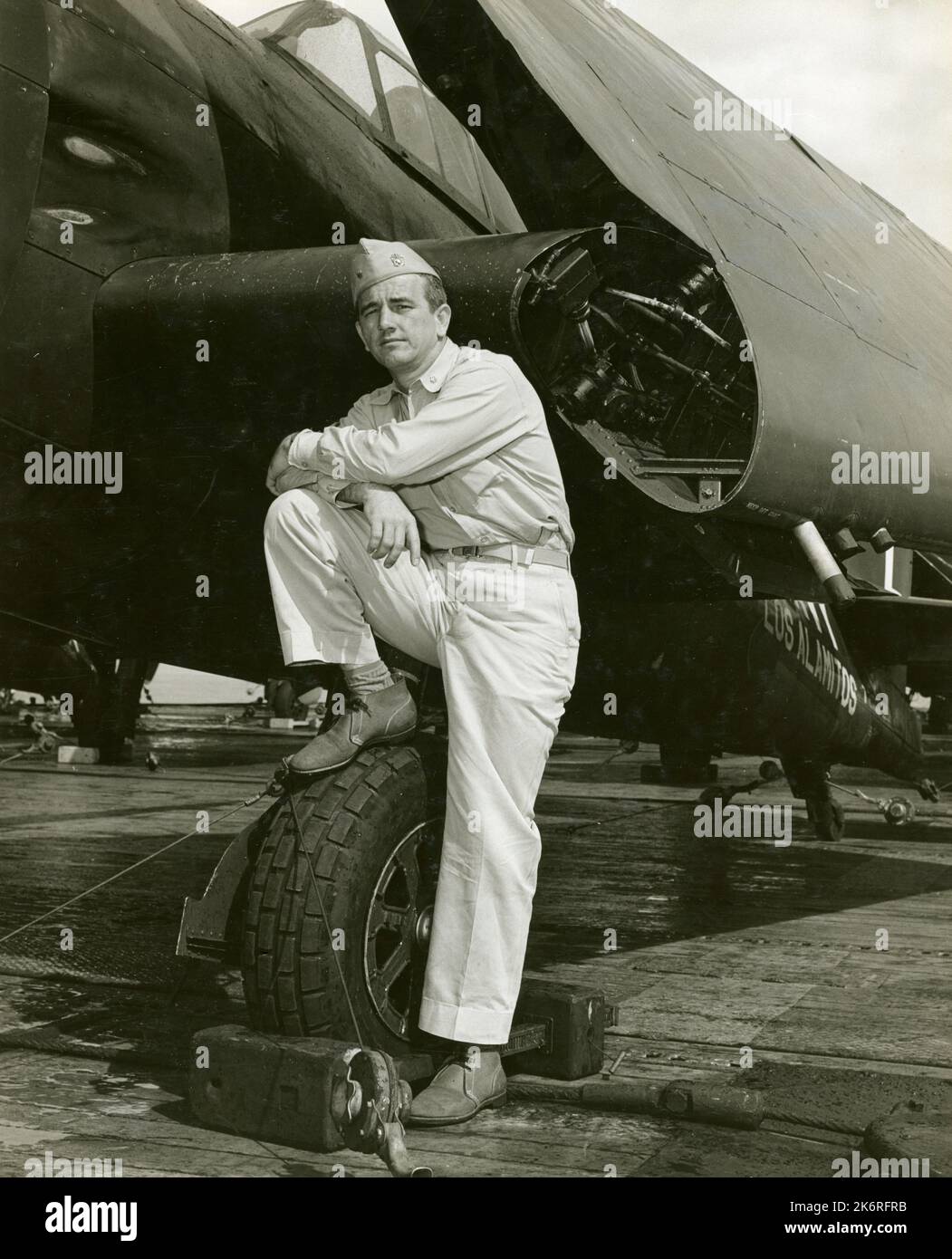 Photograph of LCDR Lloyd G. Barnard on the USS Monterey (CVL-26) During ...