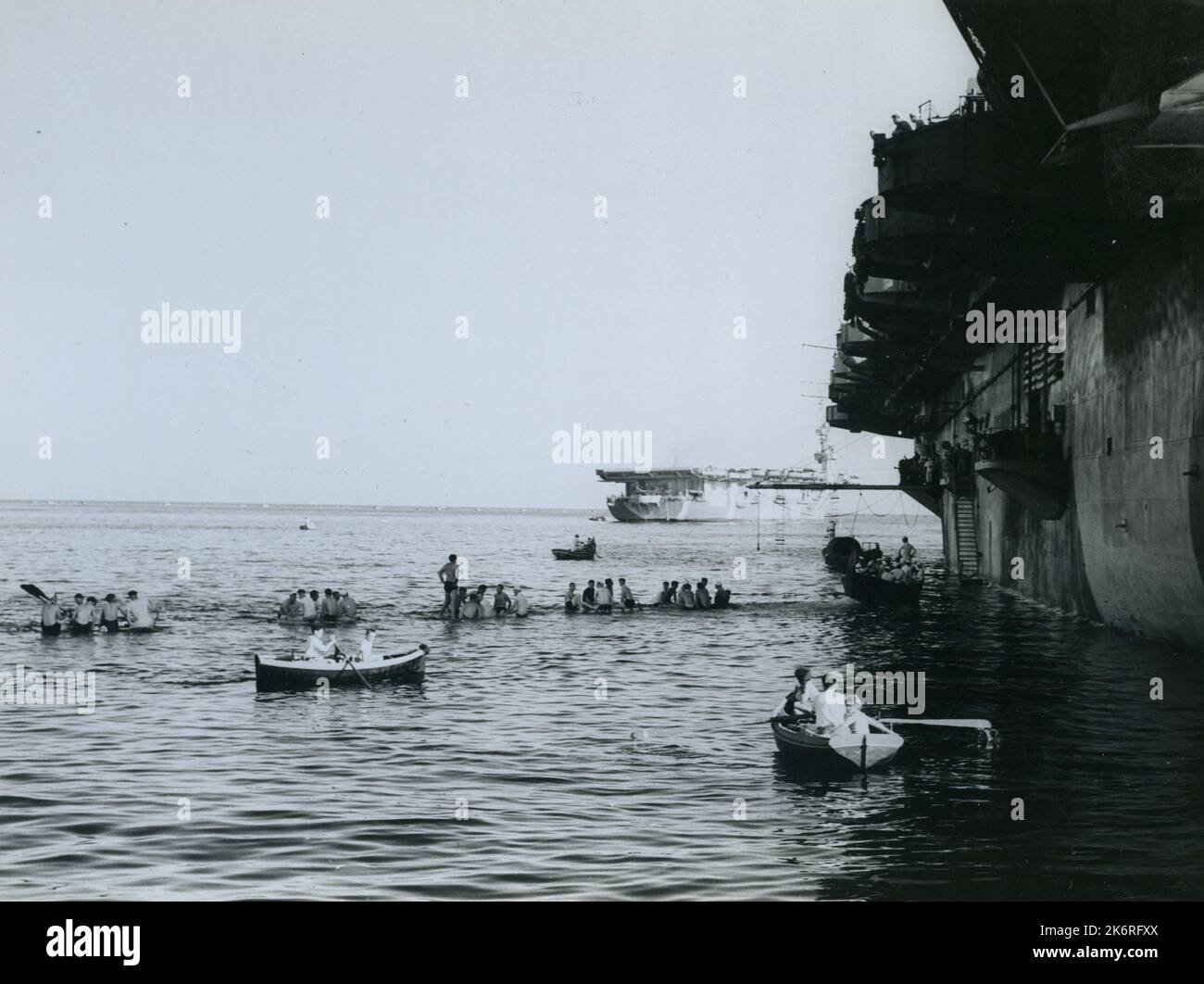 Photograph of the USS Tulagi (CVE-72) Anchored at Malta"USS TULAGI (CVE ...