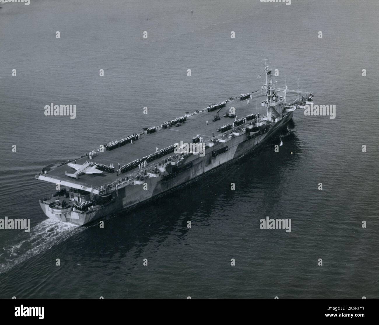 Photograph of the USS Tulagi (CVE-72) at Gould Island outside Boston ...