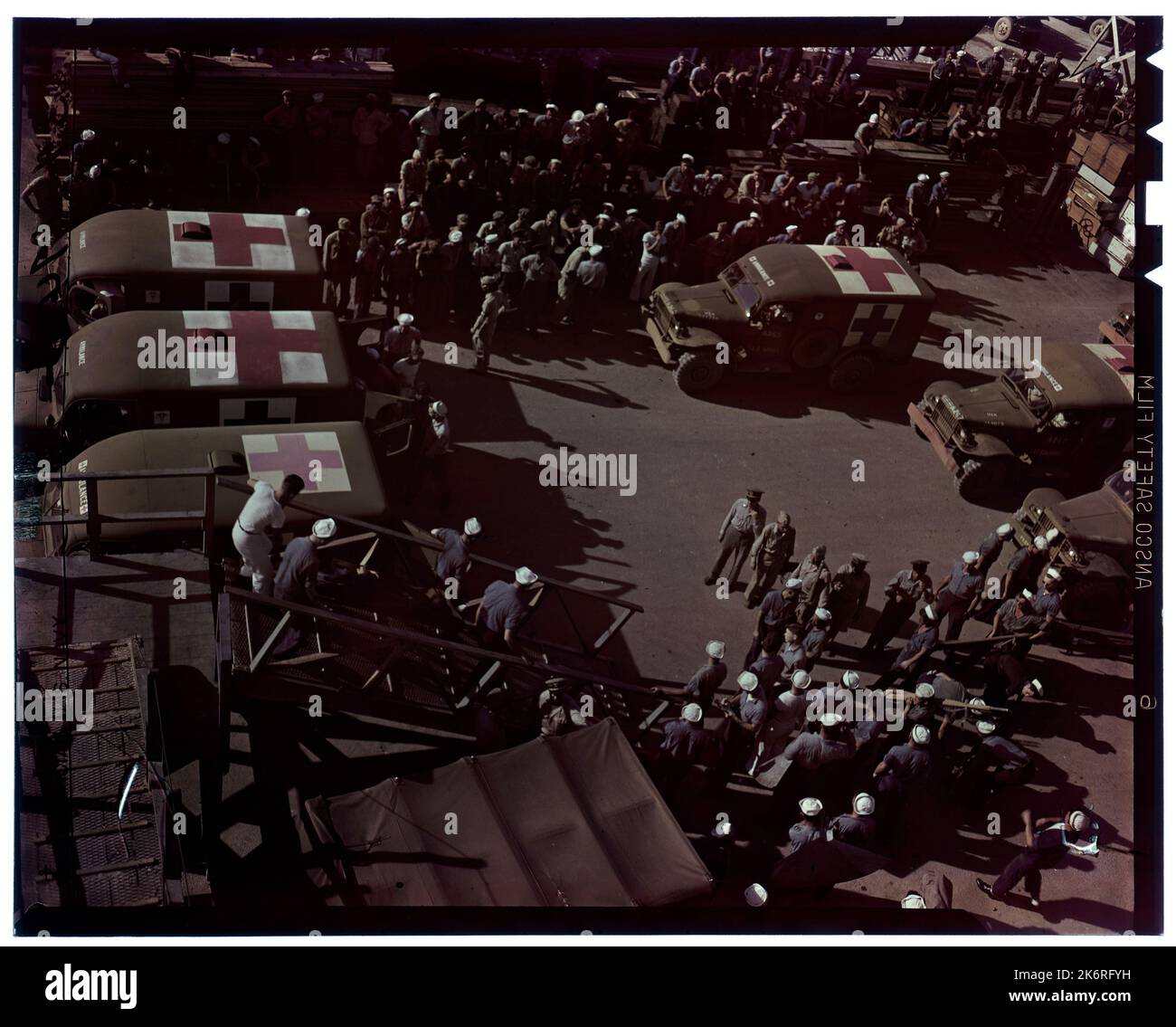 Photograph of Ambulances Lined Up for the USS Tranquility (AH-14 ...