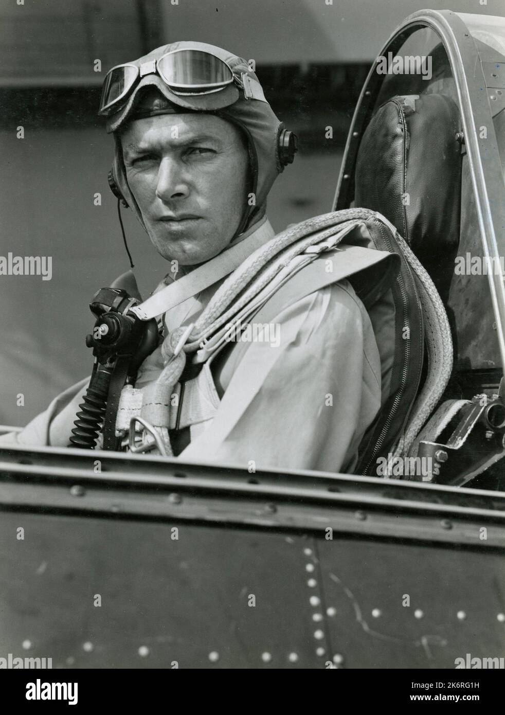 Photograph of Commander James Flatley"CDR. James Flatley in his F6F on ...