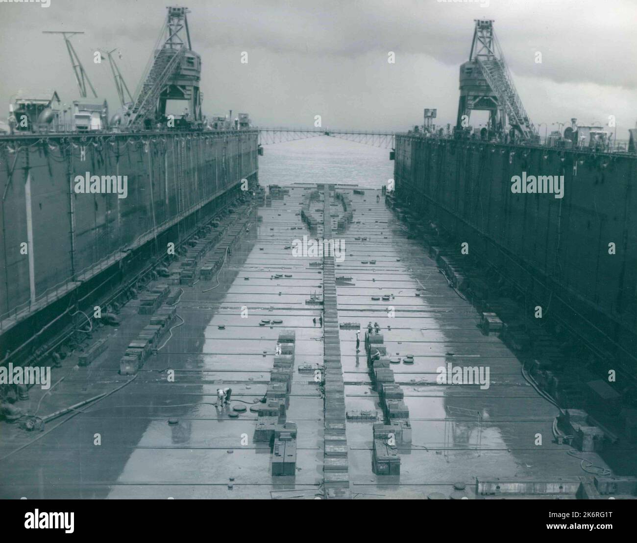 Photograph of USS Titania (AKA-13) and USS Mobjack (AGP-7)"USS TITANIA ...