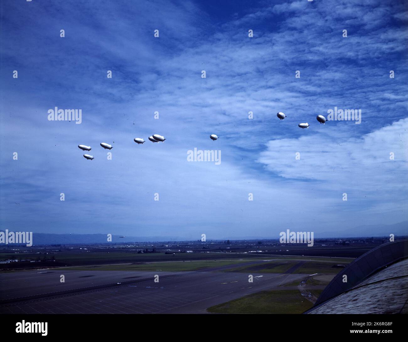 "Unusual sight…is this flight of L-type U.S. Navy blimps, usually lone ...