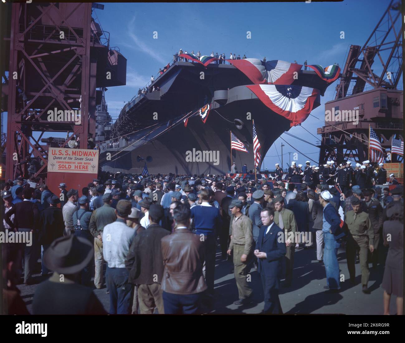 "Launching of USS Midway (CVB-41) at the Newport News Ship Shipbuilding ...