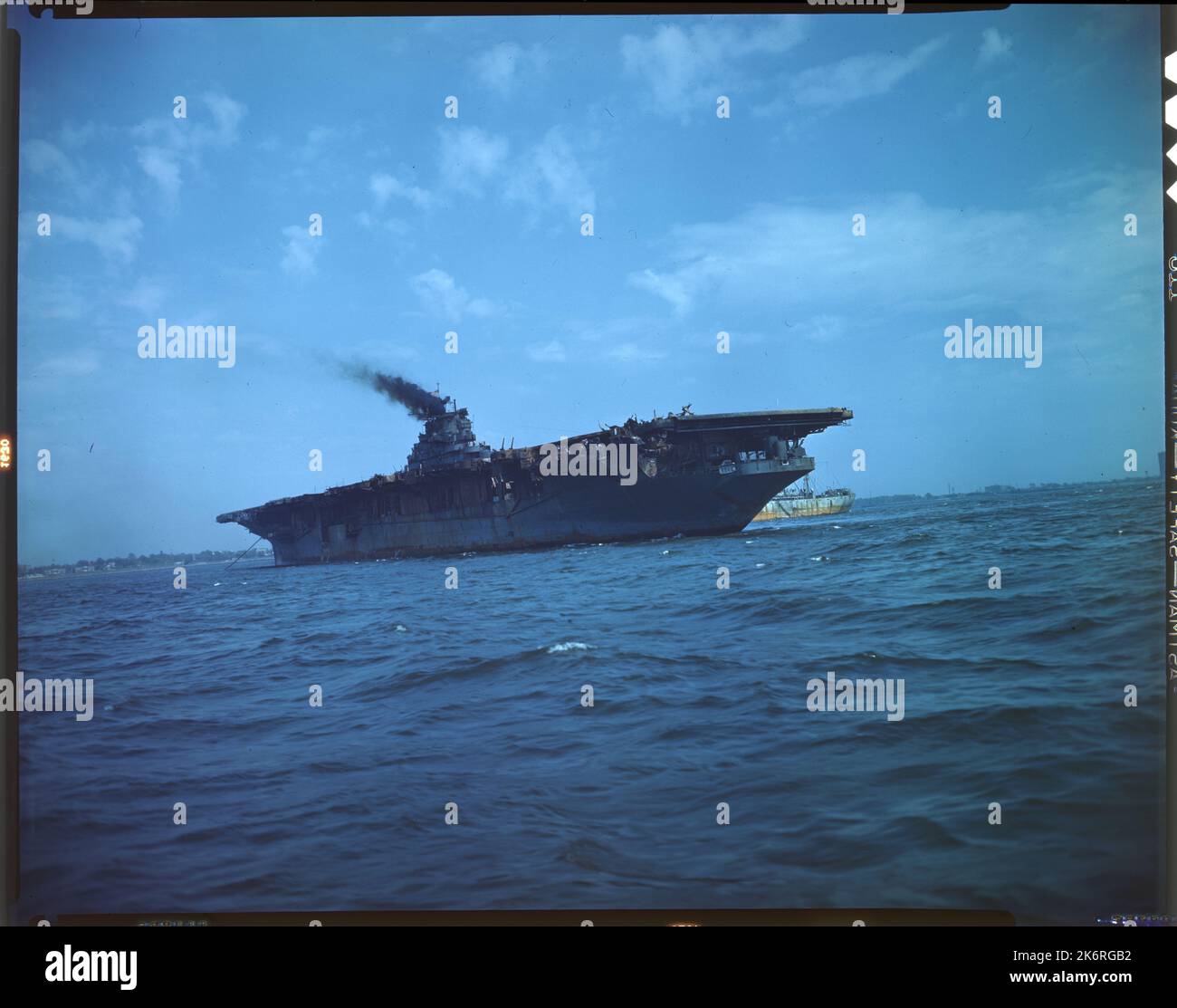 "USS Franklin (CV-13) returning to Brooklyn Navy Yard for repairs ...
