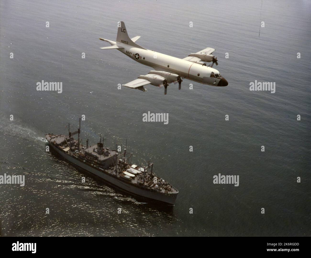 Air to Air of P-3A Orion (#152153) Flying Over the USS Arcadia (AD-23 ...