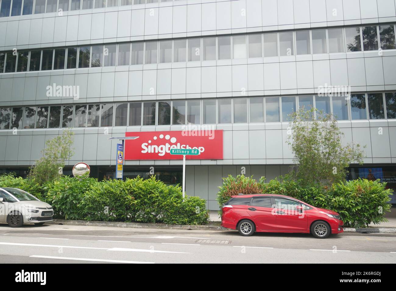 Singapore 2 June 2022 street view of SingTel company logo Stock Photo ...