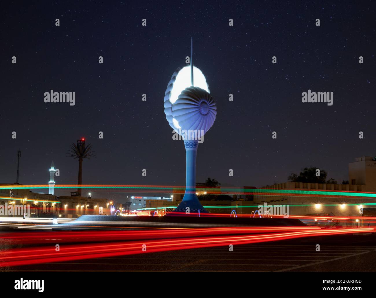 DOHA, QATAR- October 01,2022 :iconic landmark, wakrah pearl roundabout ...