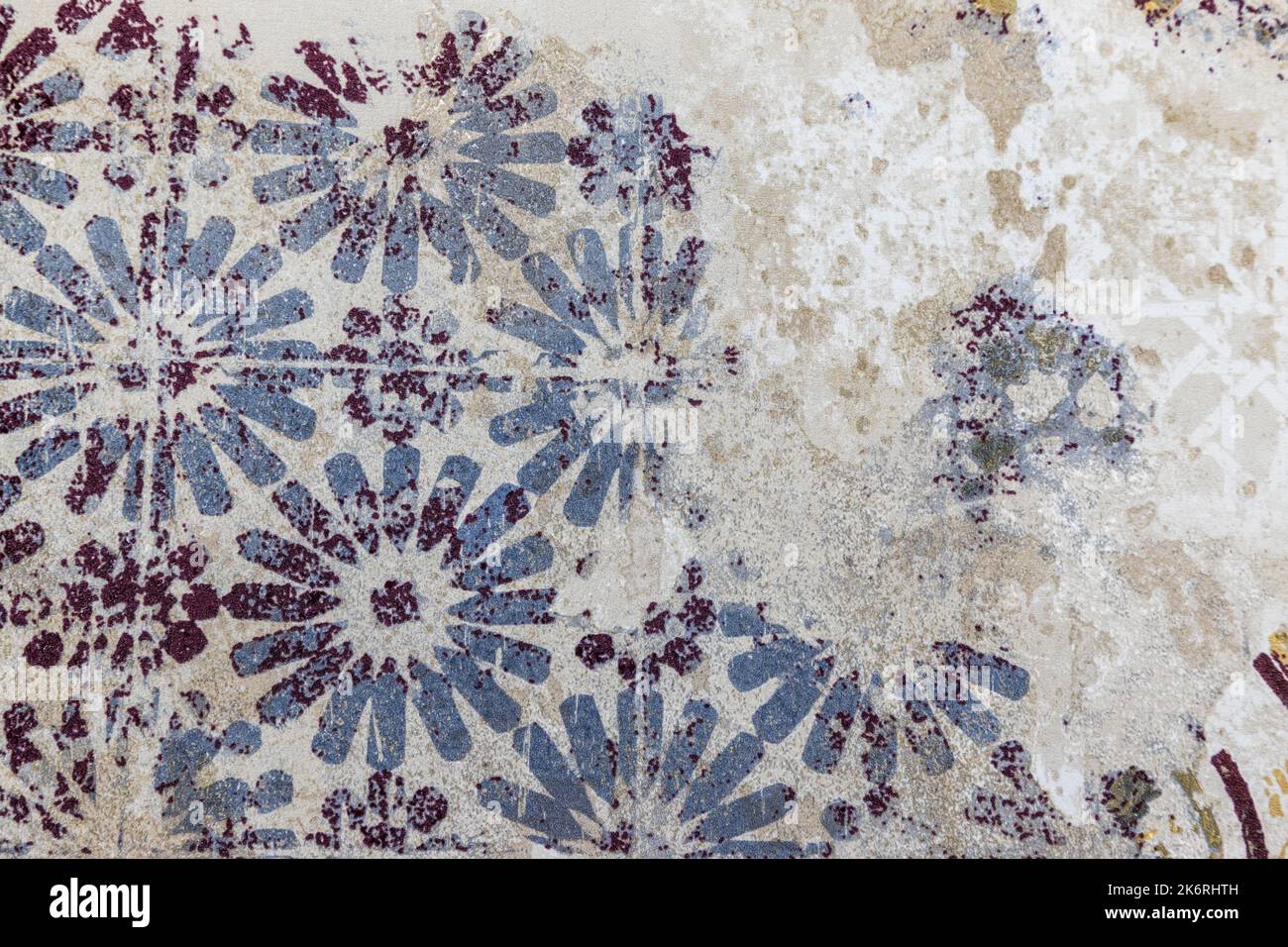 Fabric wallcovering coarse hessian texture with ethnic motifs Stock ...