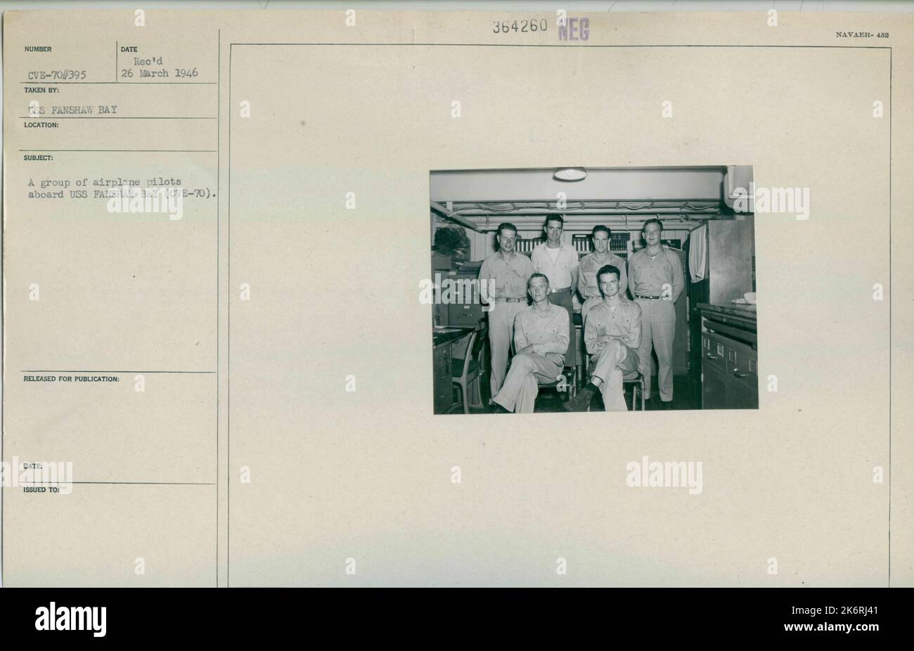 Group Photograph of Airplane Pilots Aboard USS Fanshaw Bay (CVE-70 ...