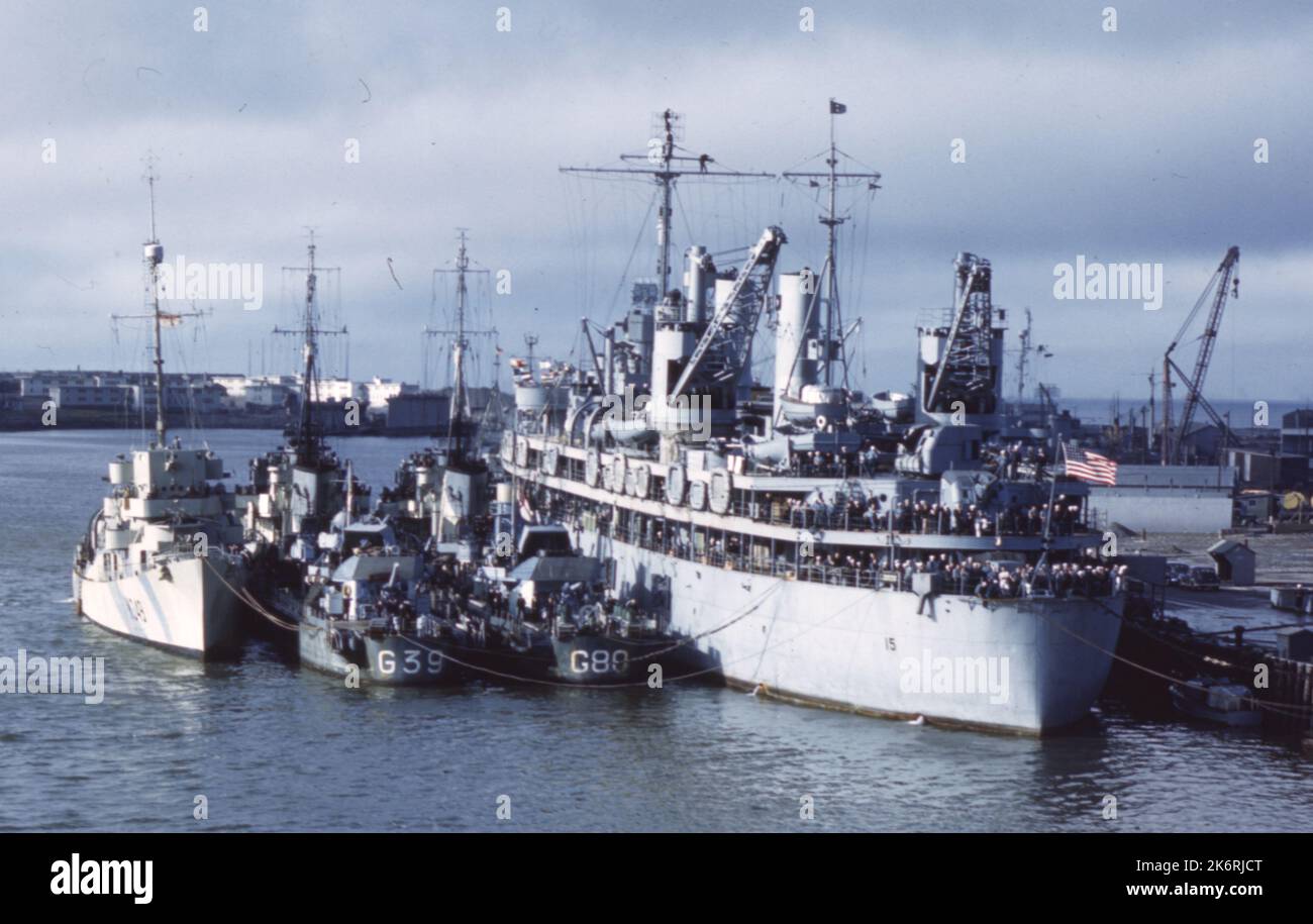 USS Prairie (AD-16) "U.S. ships are shown in harbor at Argentina, N.F ...