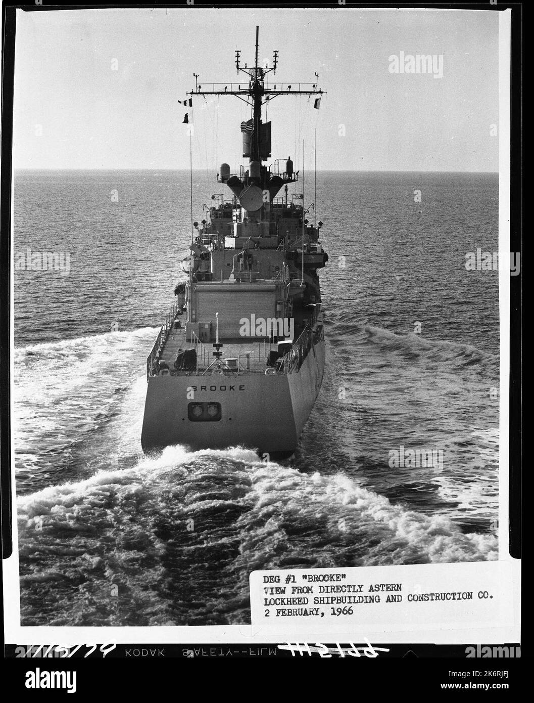 USS Brooke (DEG-1). A stern view of the guided missile escort ship ...