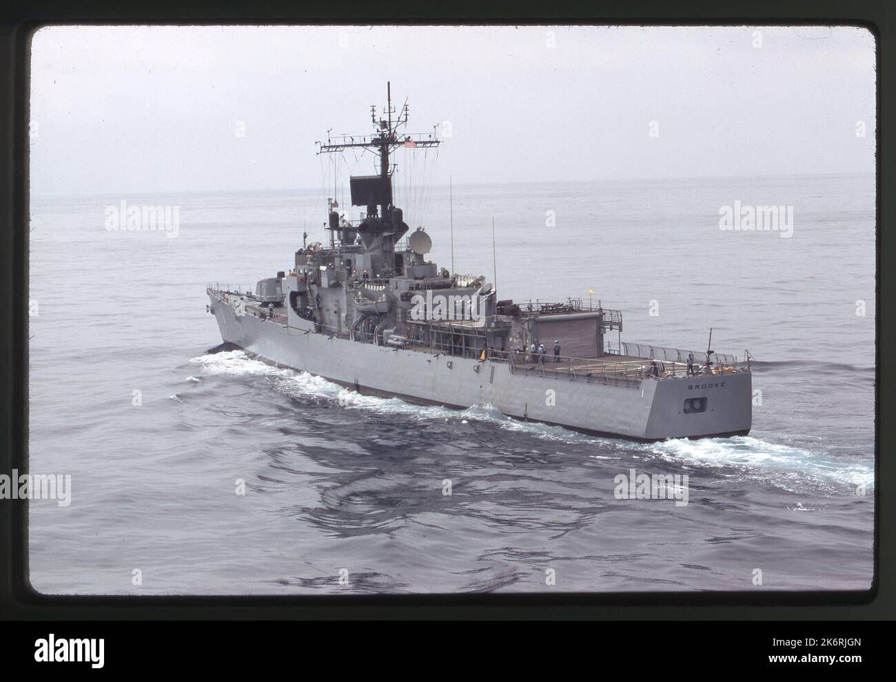 the USS Brooke (DEG-1)"Pacific Ocean…A port quarter view of the guided ...