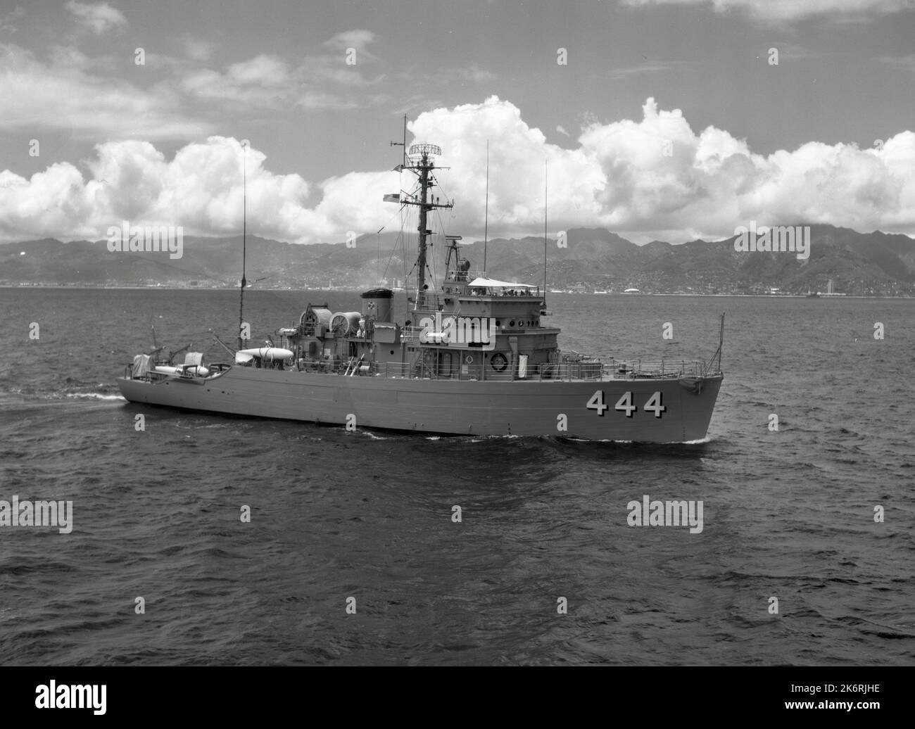 Starboard View of the Ocean Minesweeper USS Firm (MSO-444) Underway off ...