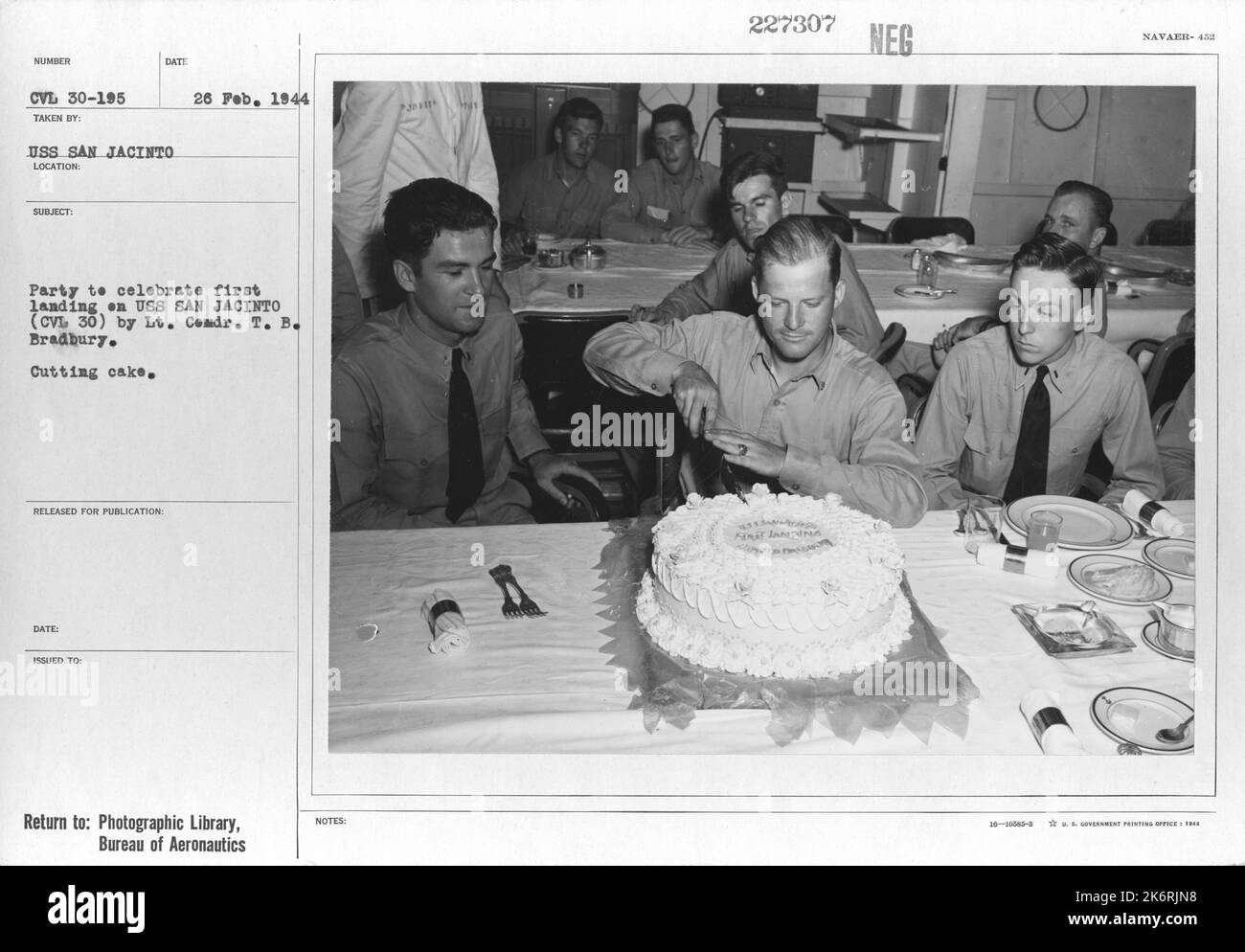 Party to celebrate first landing on USS San Jacinto (CVL-30)Party to ...