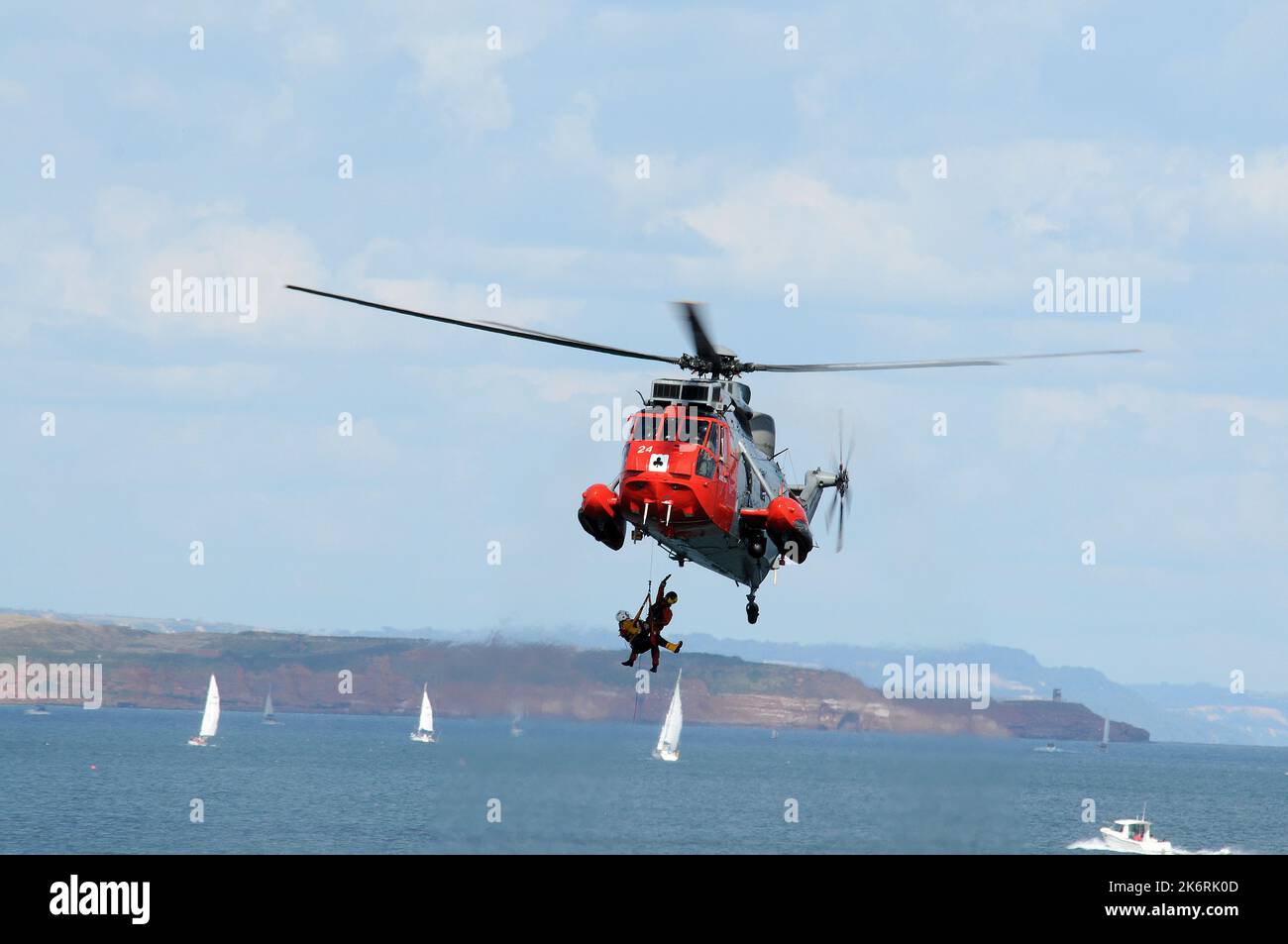 Royal Navy Rescue Sea King Helicopter rescue display Stock Photo - Alamy