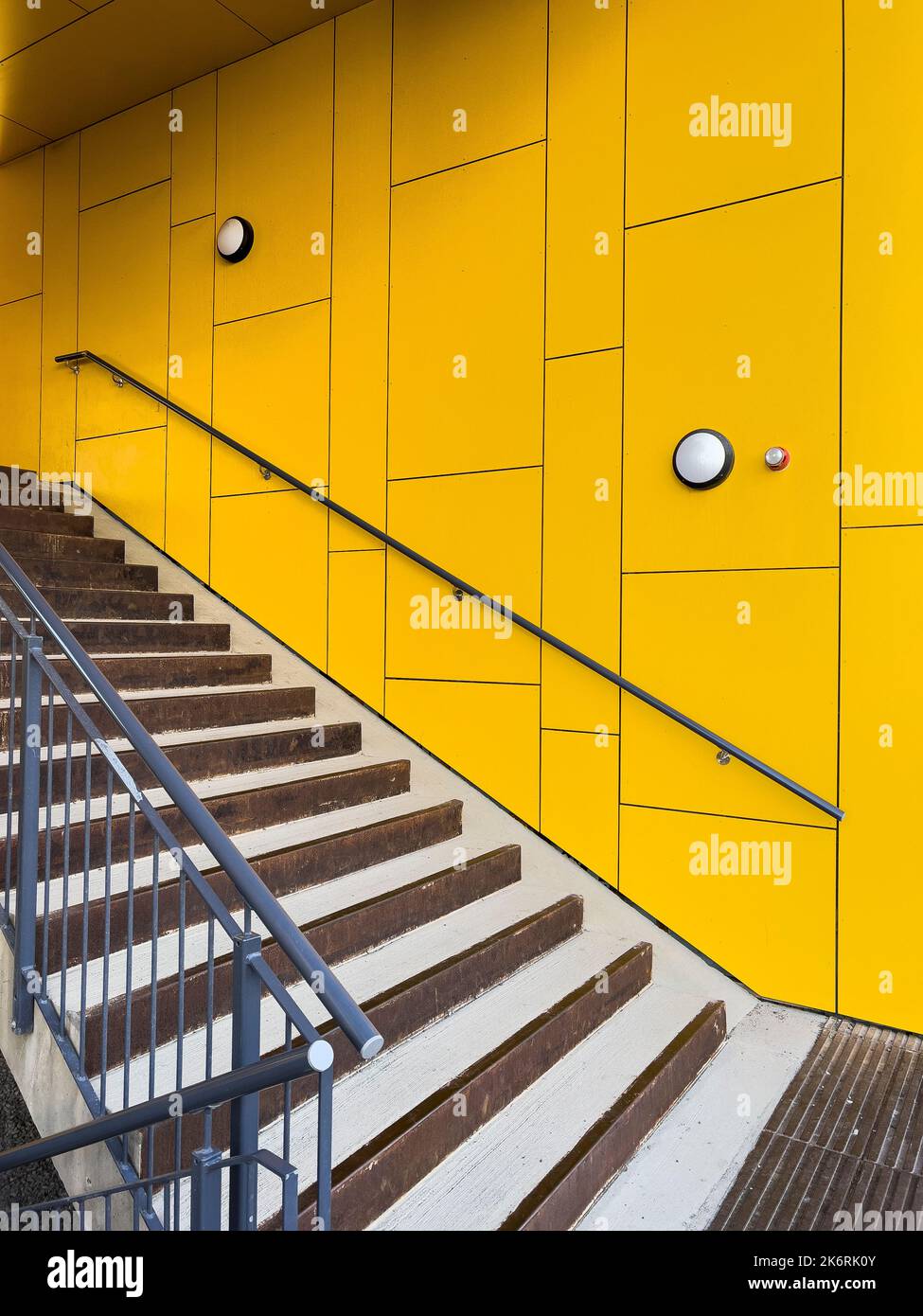 Yellow modern exterior stairs - stock photo Stock Photo - Alamy