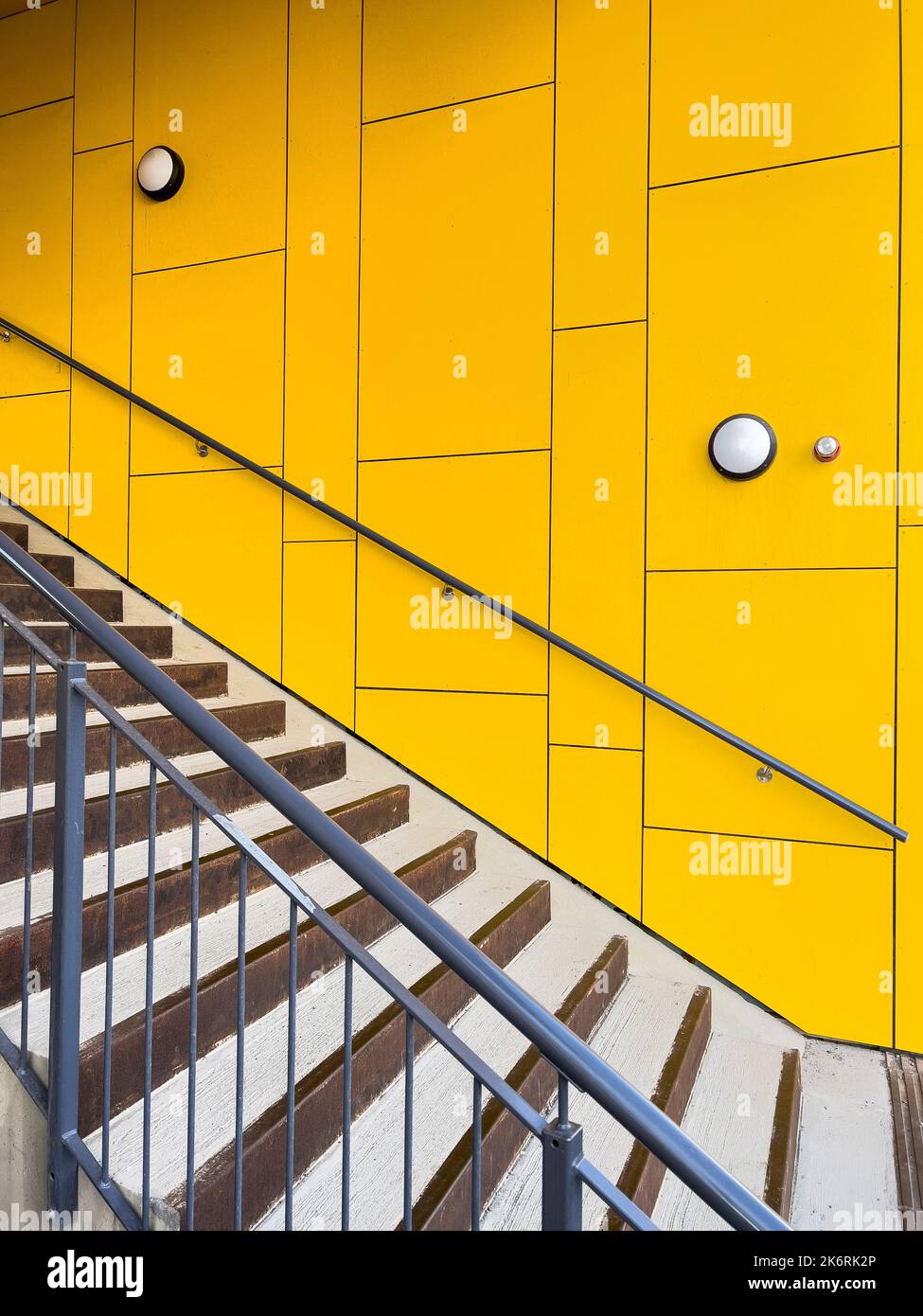 Yellow modern exterior stairs - stock photo Stock Photo - Alamy