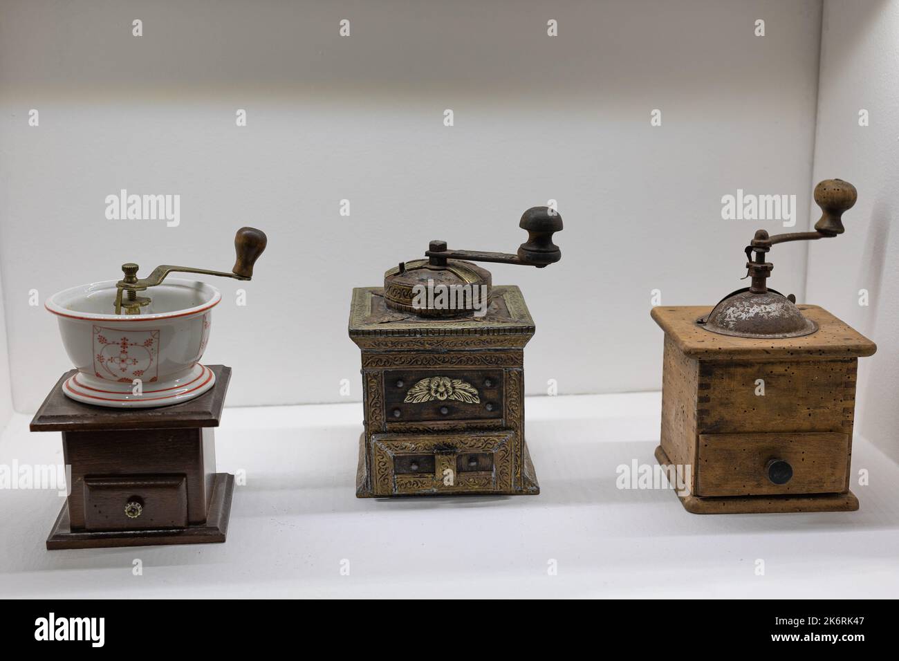 Three Vintage Tools for Grinding Coffee Manually Stock Photo - Alamy
