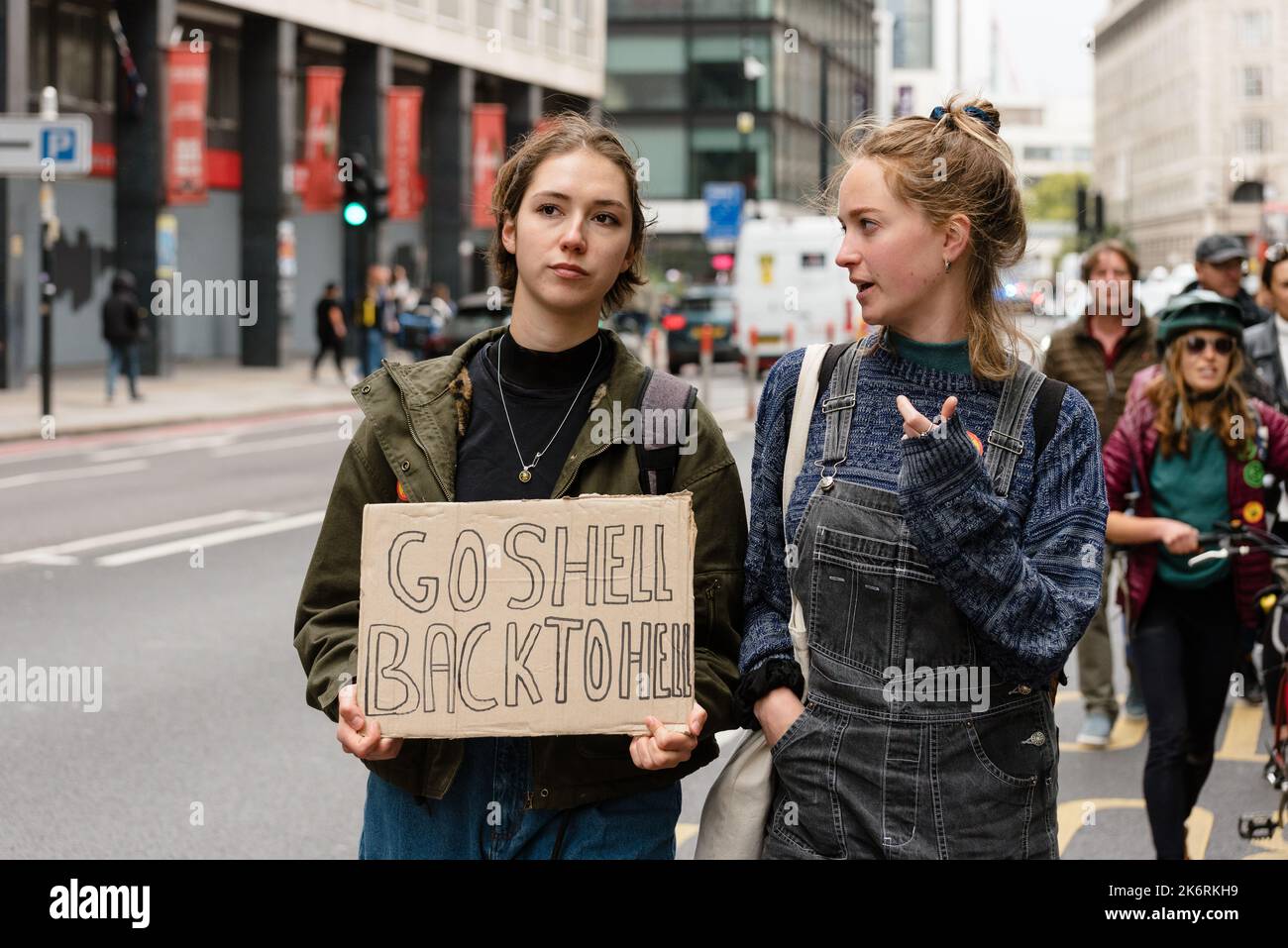 London, UK. 15 October 2022. Climate activists from Fossil Free London ...