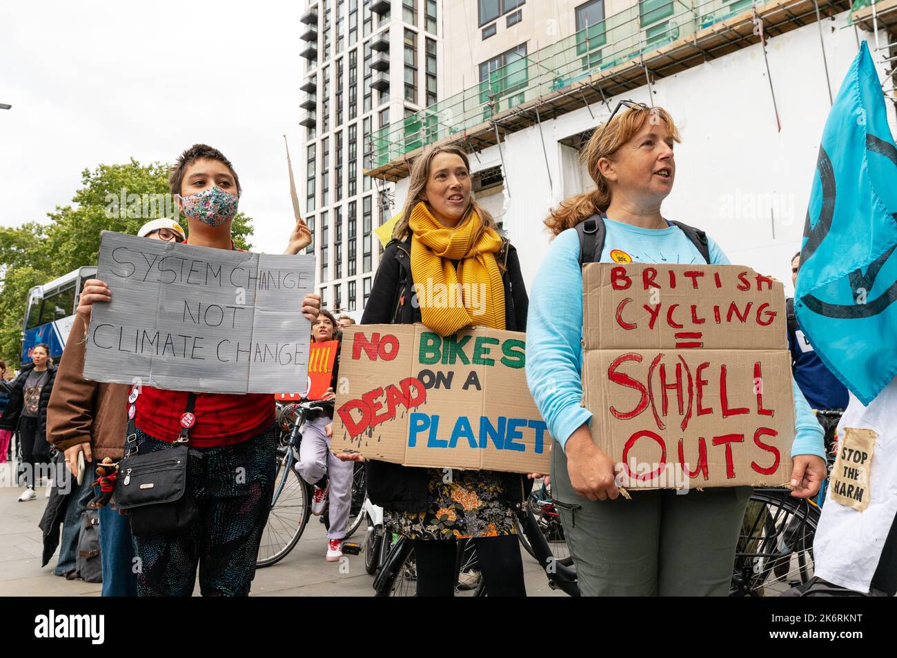 London, UK. 15 October 2022. Climate activists from Fossil Free London ...