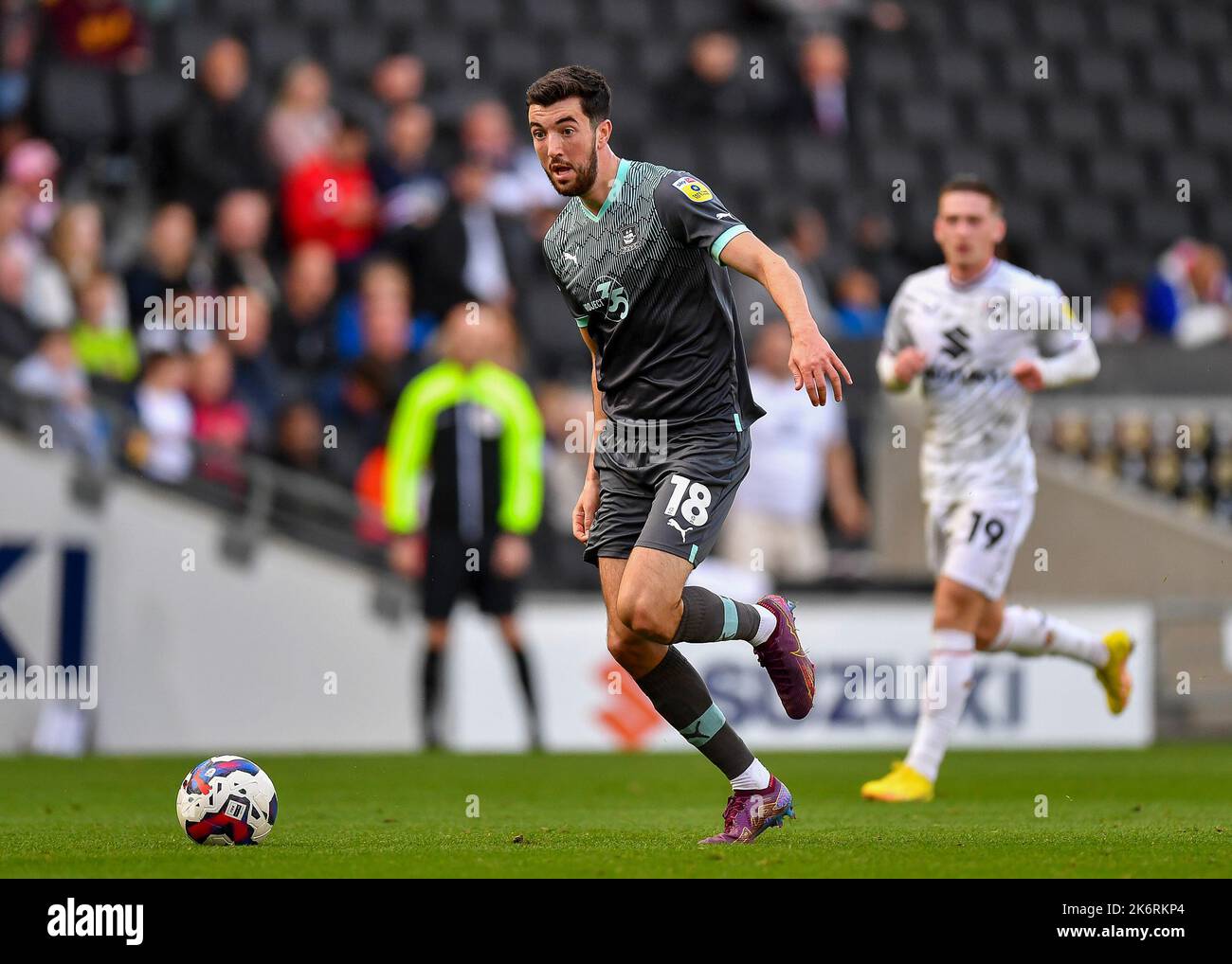 Plymouth Argyle midfielder Finn Azaz (18) attacking with the ball ...
