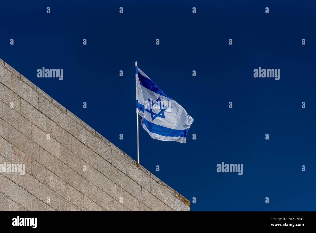 Large Israel flag waving in the wind. waving flag of israel white and ...