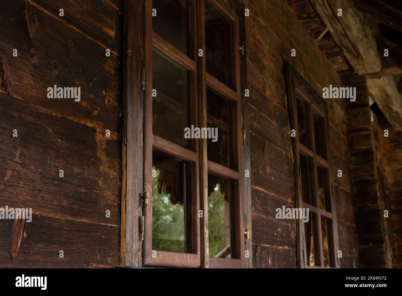 Wooden old house with windows in Ukraine, the window is old Stock Photo ...