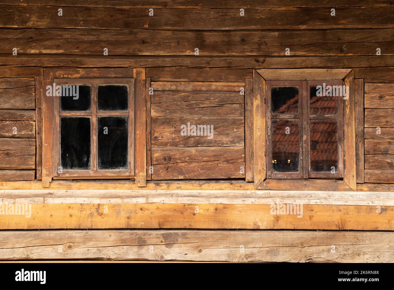 Wooden old house with windows in Ukraine, the window is old Stock Photo ...