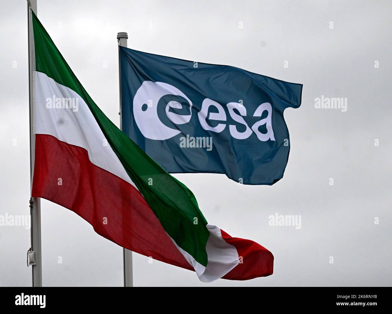 Cologne, Germany. 15th Oct, 2022. The flag of the European Space Agency ...