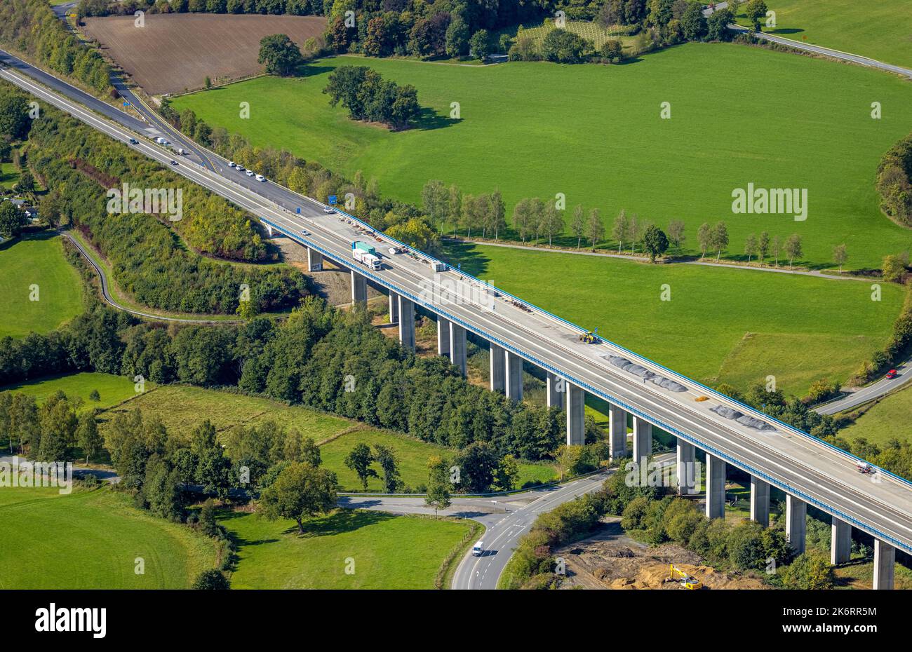 Construction site at the meschede exit of the a46 freeway hi-res stock ...