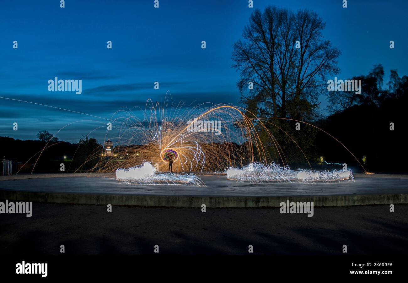 Steel wool fire wheel hi-res stock photography and images - Alamy