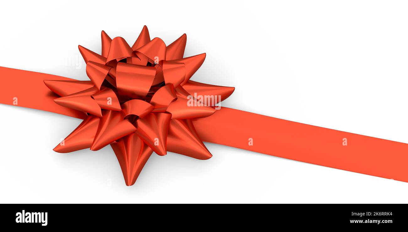 Realistic decorative bow or gift ribbon for gift box isolated on white ...