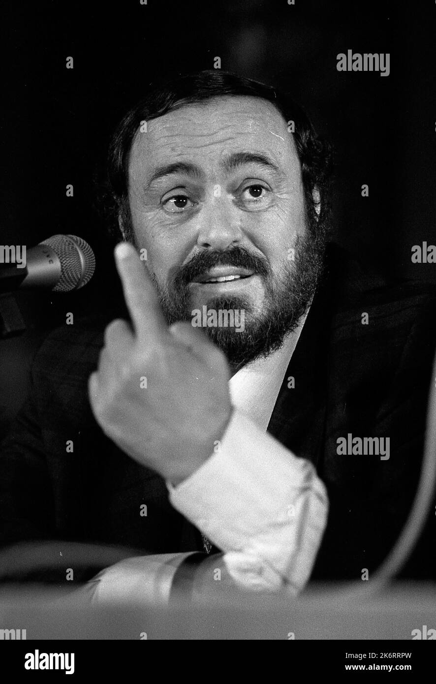 Luciano Pavarotti, Italian tenor, during a press conference before his ...
