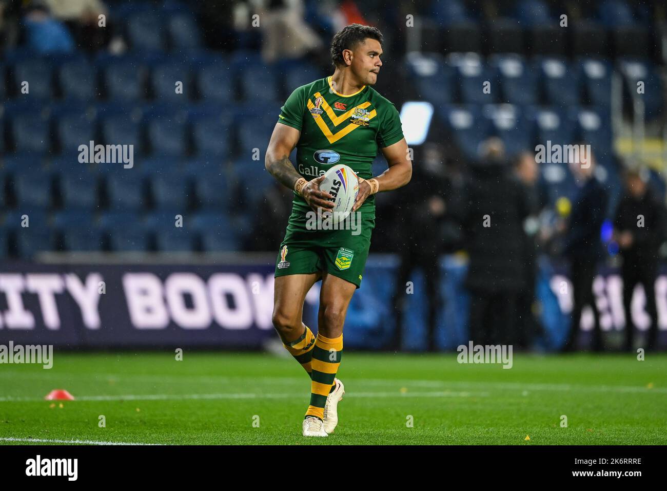 Latrell Mitchell of Australia during pre match warm up ahead of the ...