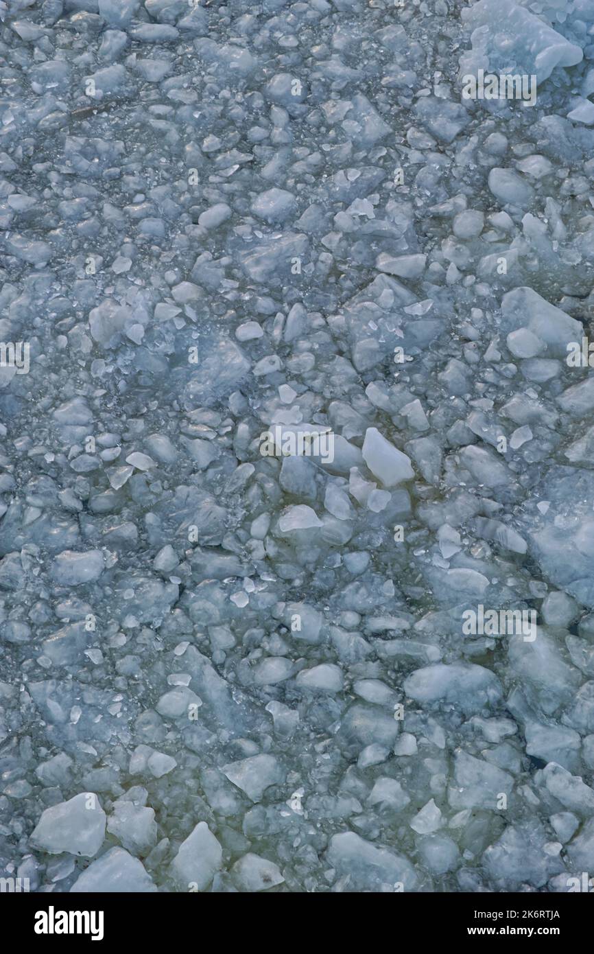 Slush ice on a river surface background Stock Photo - Alamy
