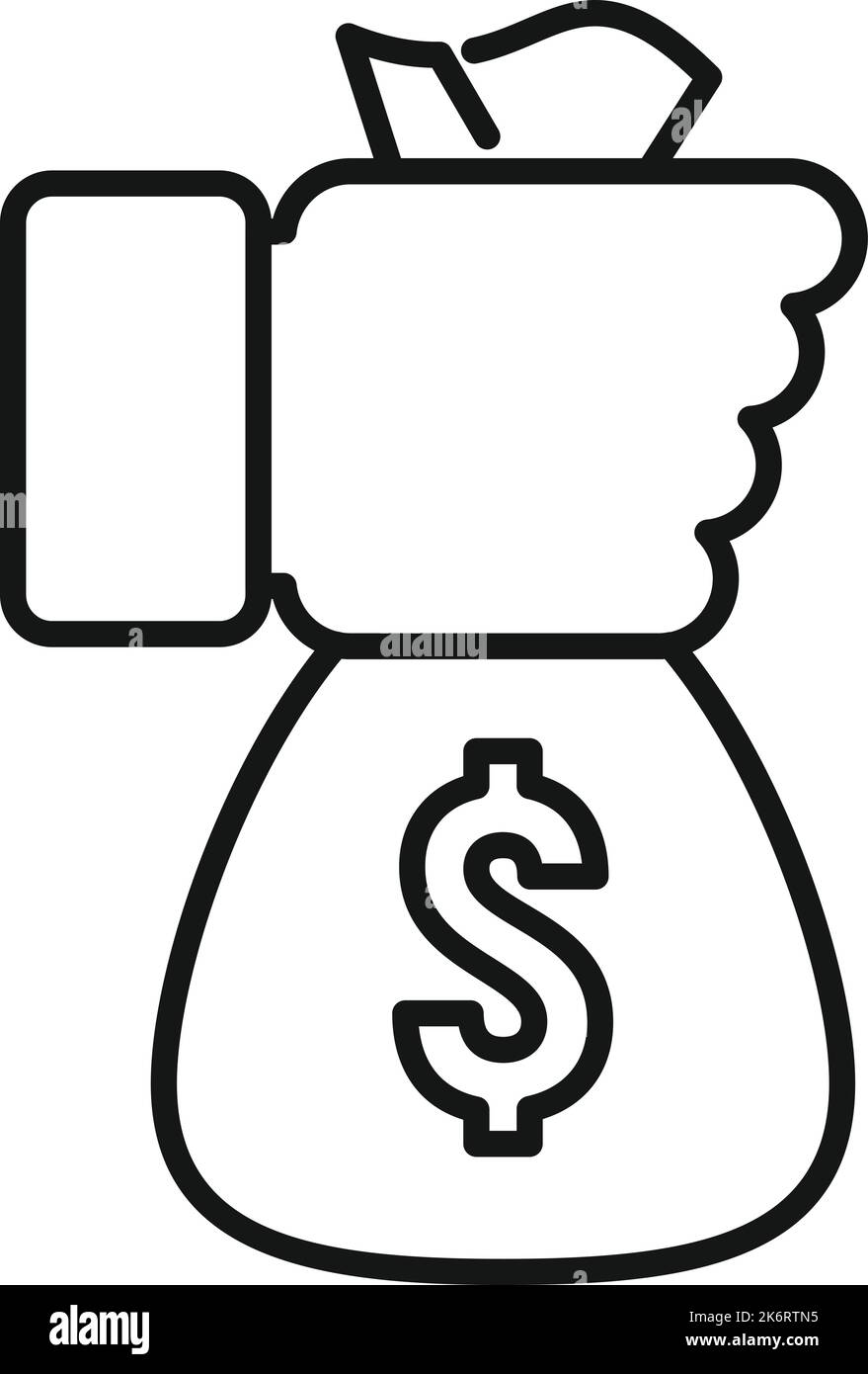 Take money bag icon outline vector. Online bank. Cash pay Stock Vector ...