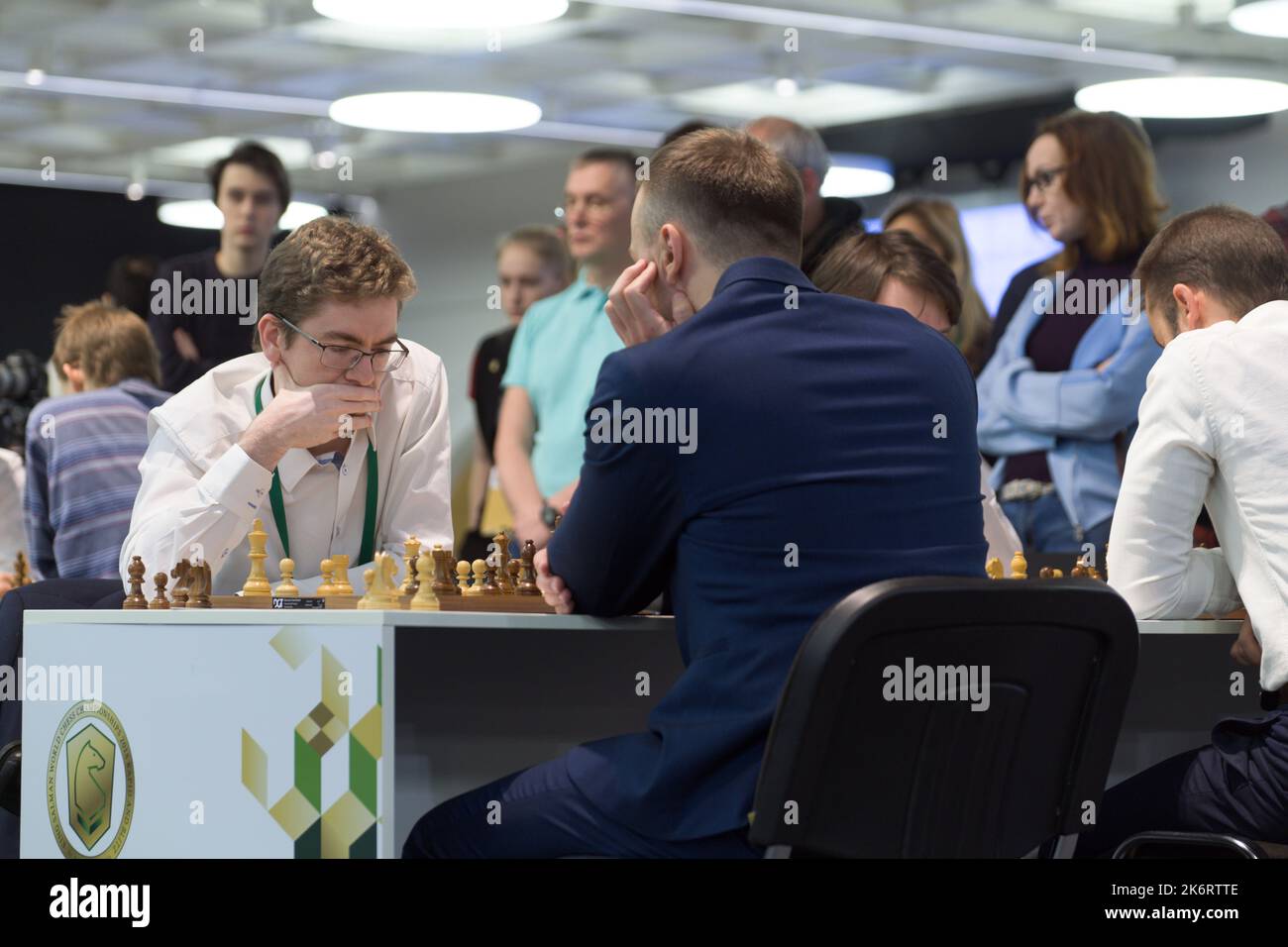 Grandmaster David Anton Guijarro, Spain (left) competes in King Salman ...