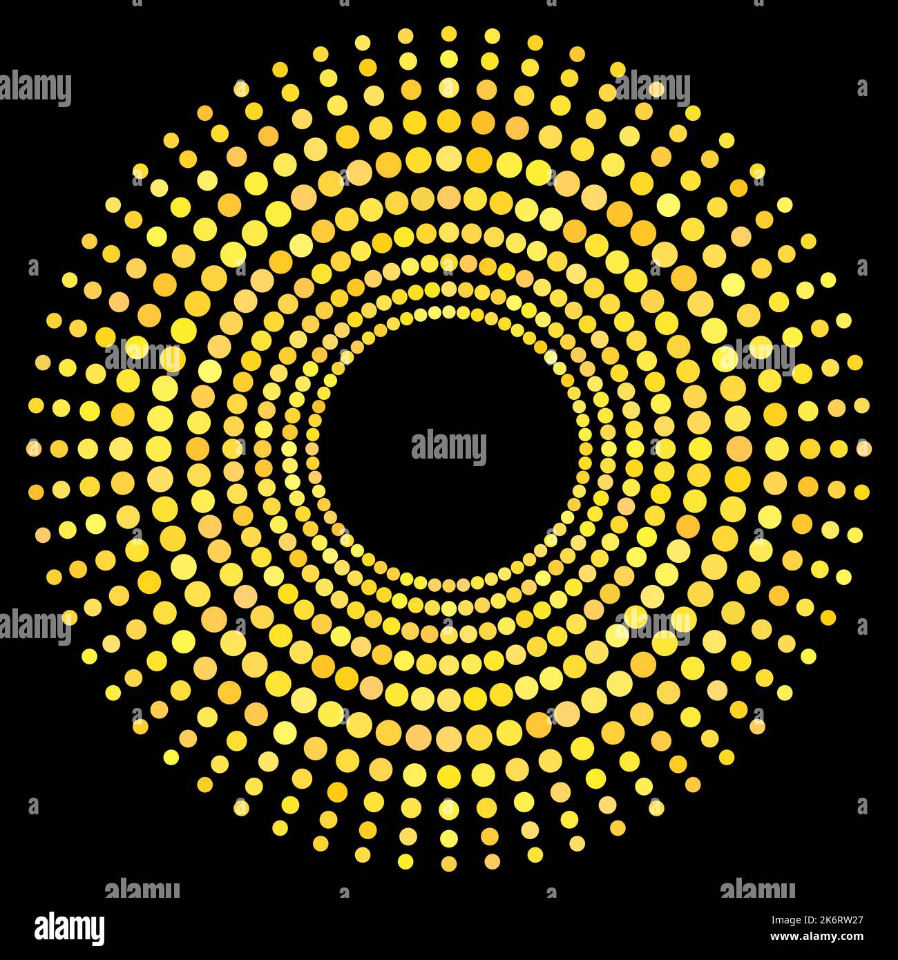 Yellow Dotted Circle Isolated on White Background. Halftone Icon Stock ...