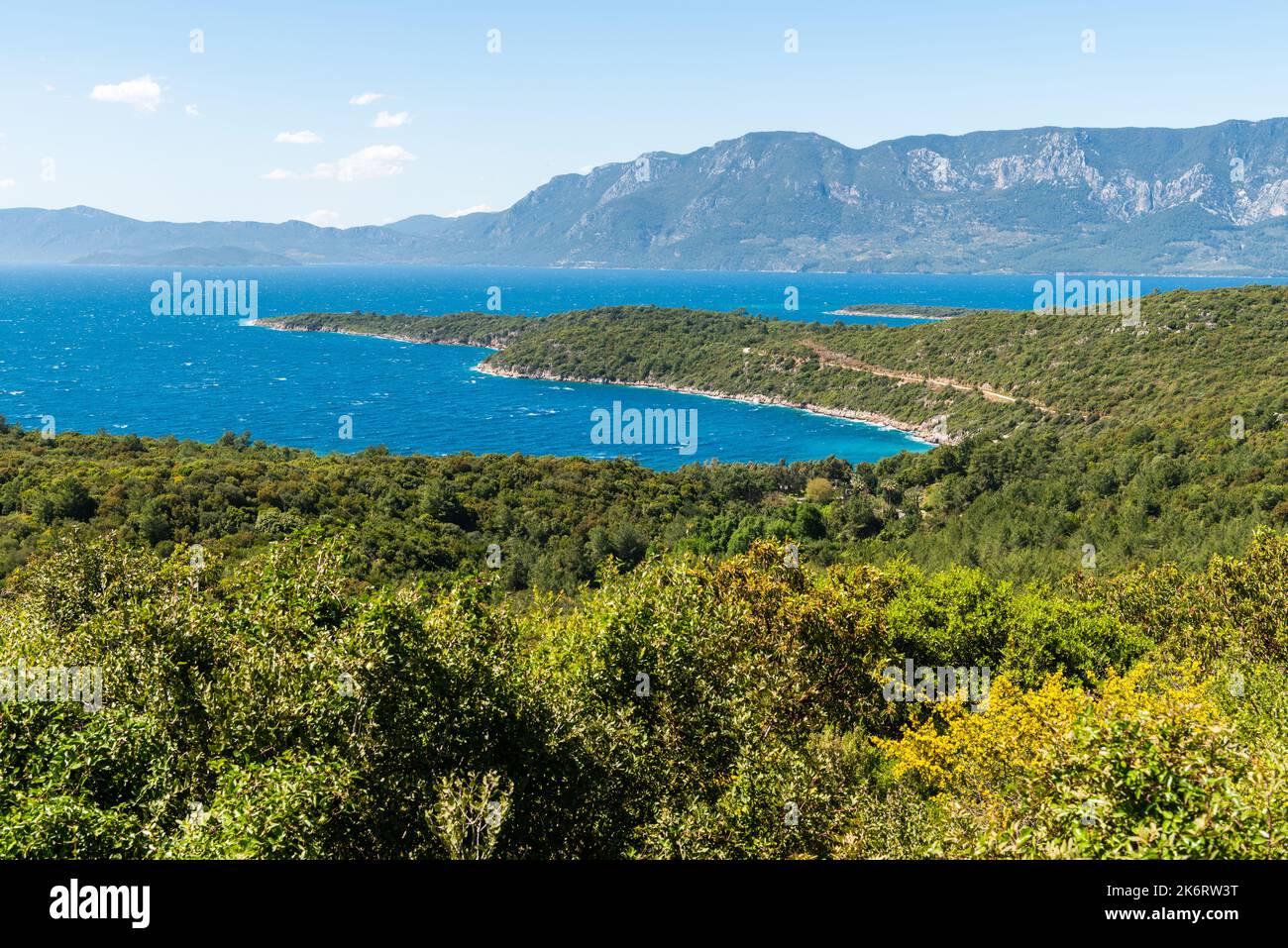 View of the Incekum peninsula, the site of Incekum plaji beach, along ...