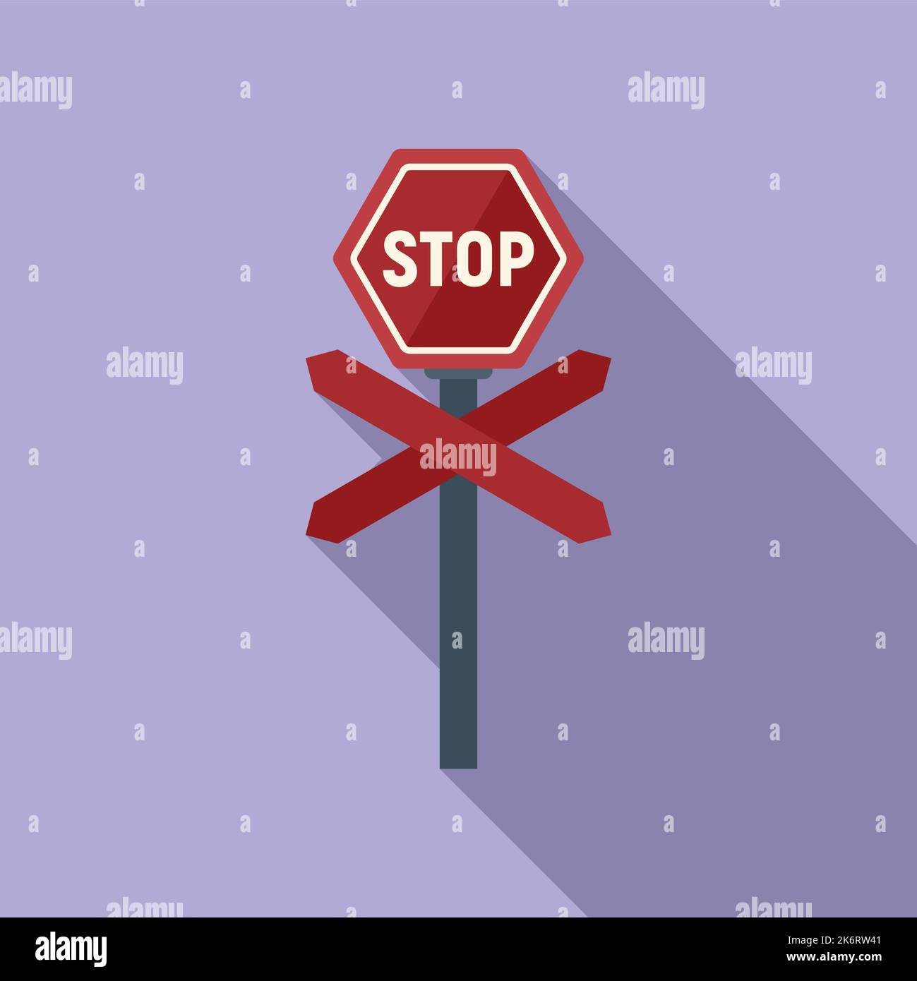Stop sign icon flat vector. Train road. Closed traffic Stock Vector ...