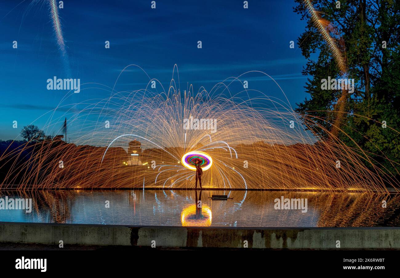 Steel wool fire wheel hi-res stock photography and images - Alamy