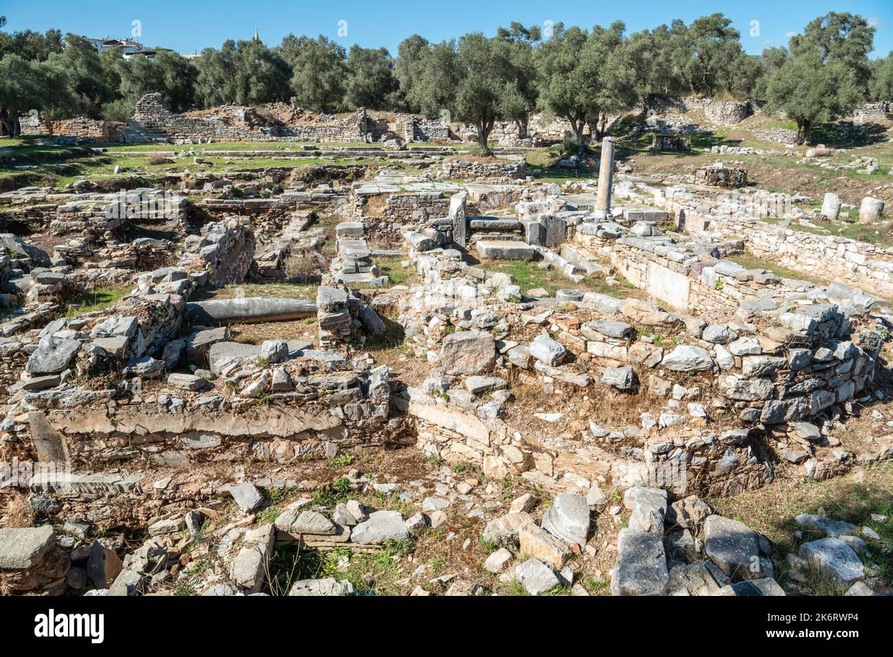 Ruins of agora of Iasos ancient site in Mugla province of Turkey. Agora ...
