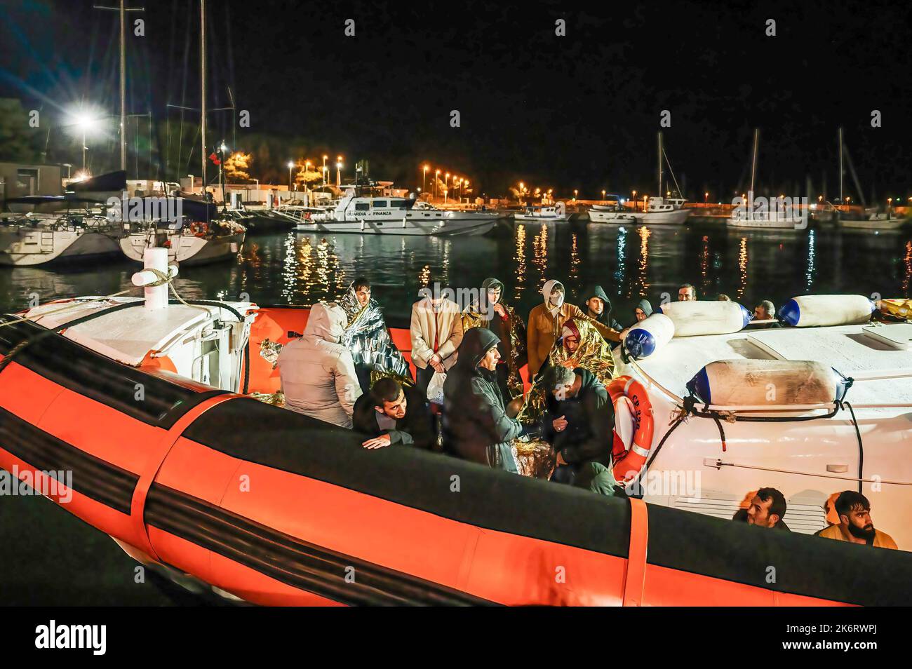 Roccella Jonica, Italy. 15th Oct, 2022. Migrants seen with thermal ...