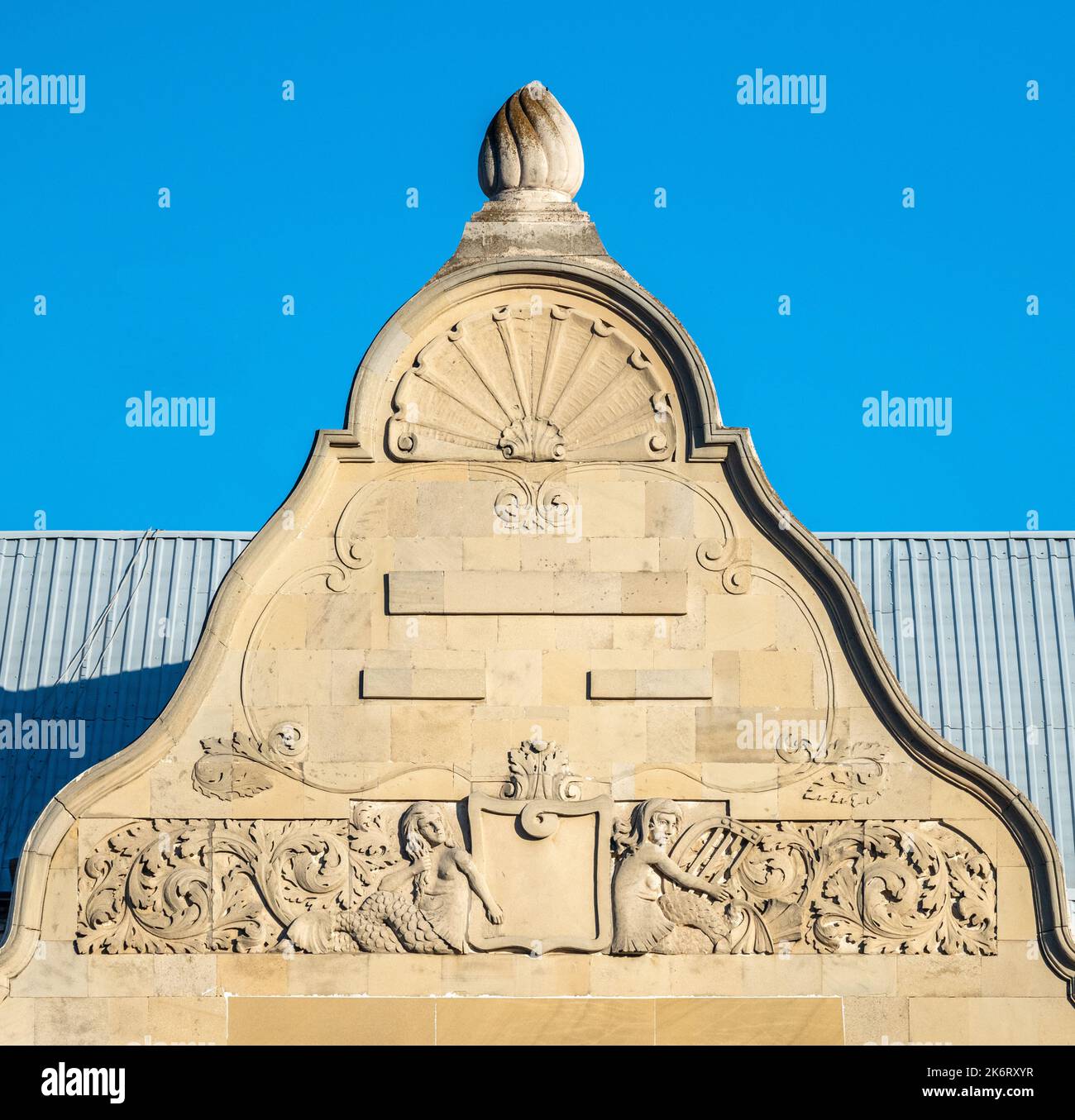 Baku, Azerbaijan – May 21, 2022. Bas-reliefs with mermaids on a ...