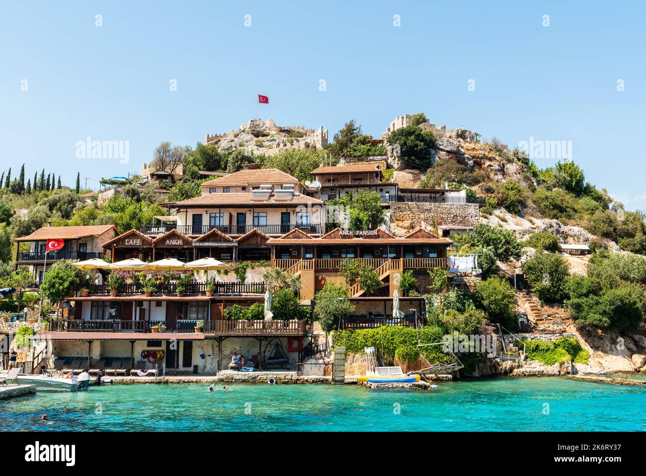 Kalekoy, Antalya, Turkey – August 14, 2021. The village of Kalekoy ...