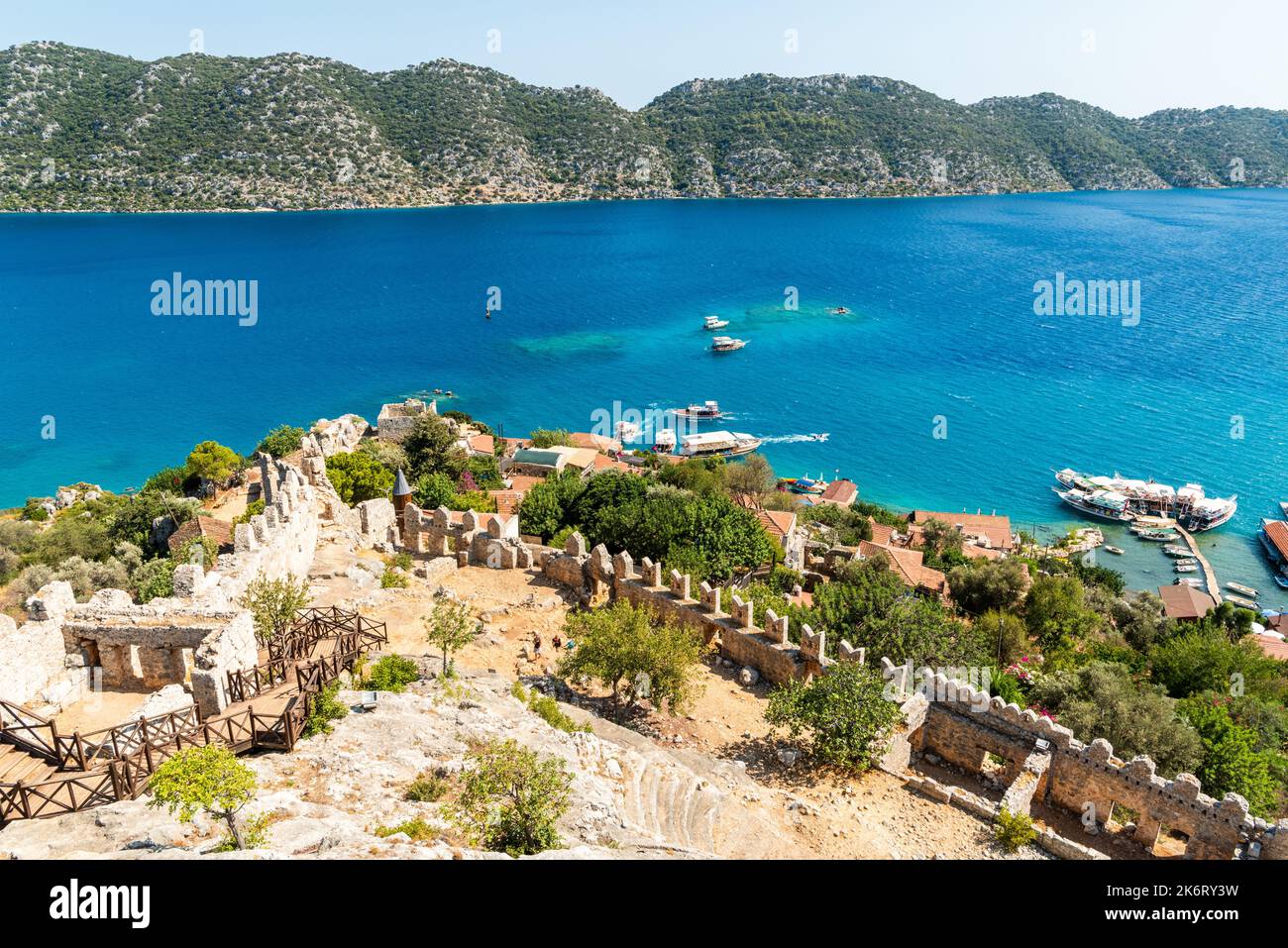 Kalekoy, Antalya, Turkey – August 14, 2021. View over Kalekoy village ...
