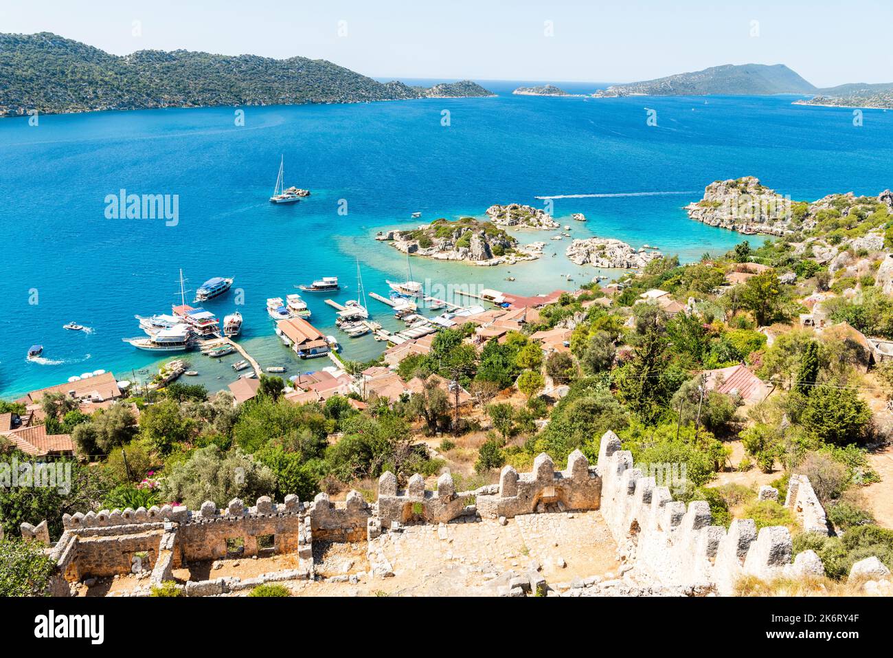 Kalekoy, Antalya, Turkey – August 15, 2021. View over Kalekoy village ...
